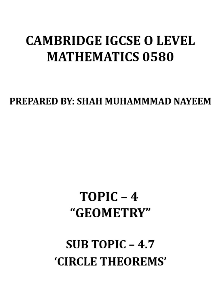 IGCSE Circle Theorems Overview | PDF | Circle | Angle