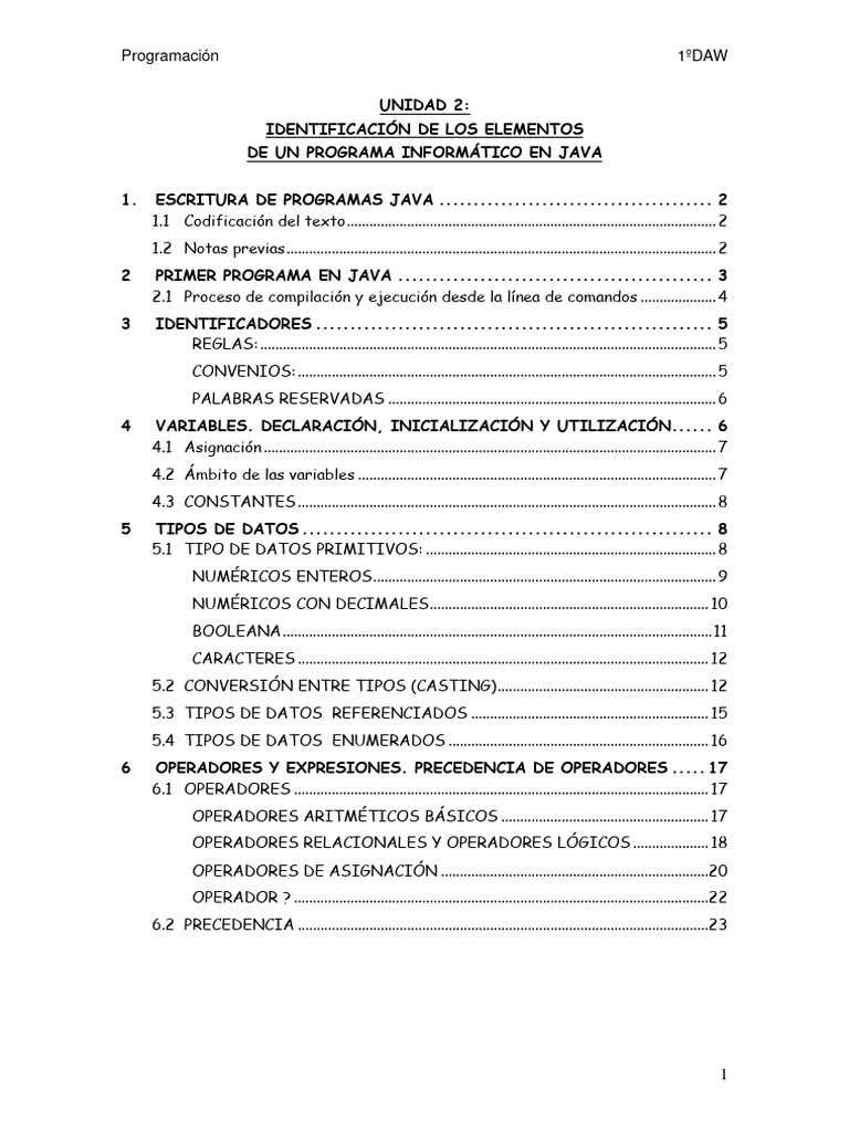 UNIDAD 2 Introduccion Java | PDF | Java (lenguaje de programación ... UNIDAD 2 Introduccion Java | PDF | Java (lenguaje de programación ...