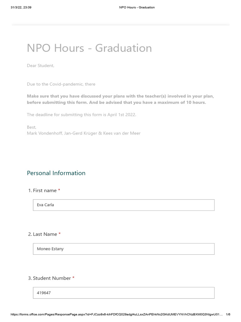 NPO Hours - Graduation | PDF