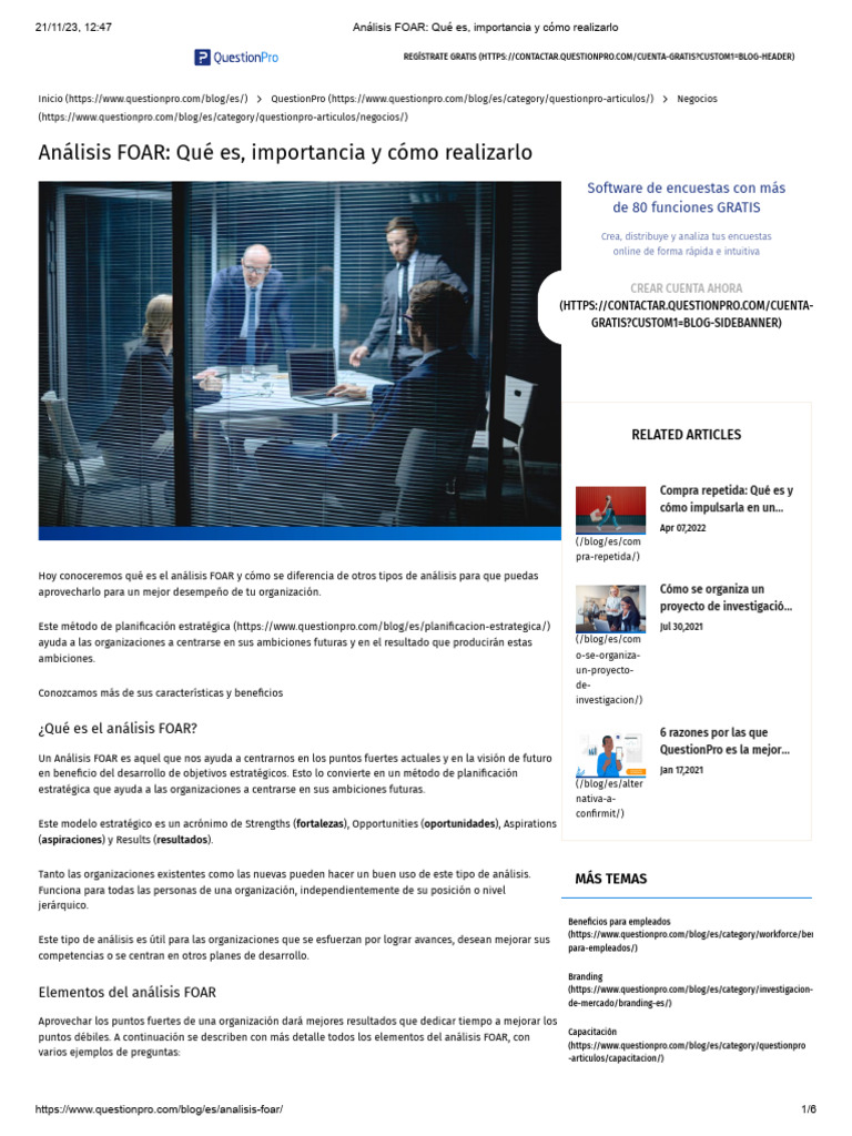 Análisis FOAR - Qué Es, Importancia y Cómo Realizarlo | PDF | Análisis ...
