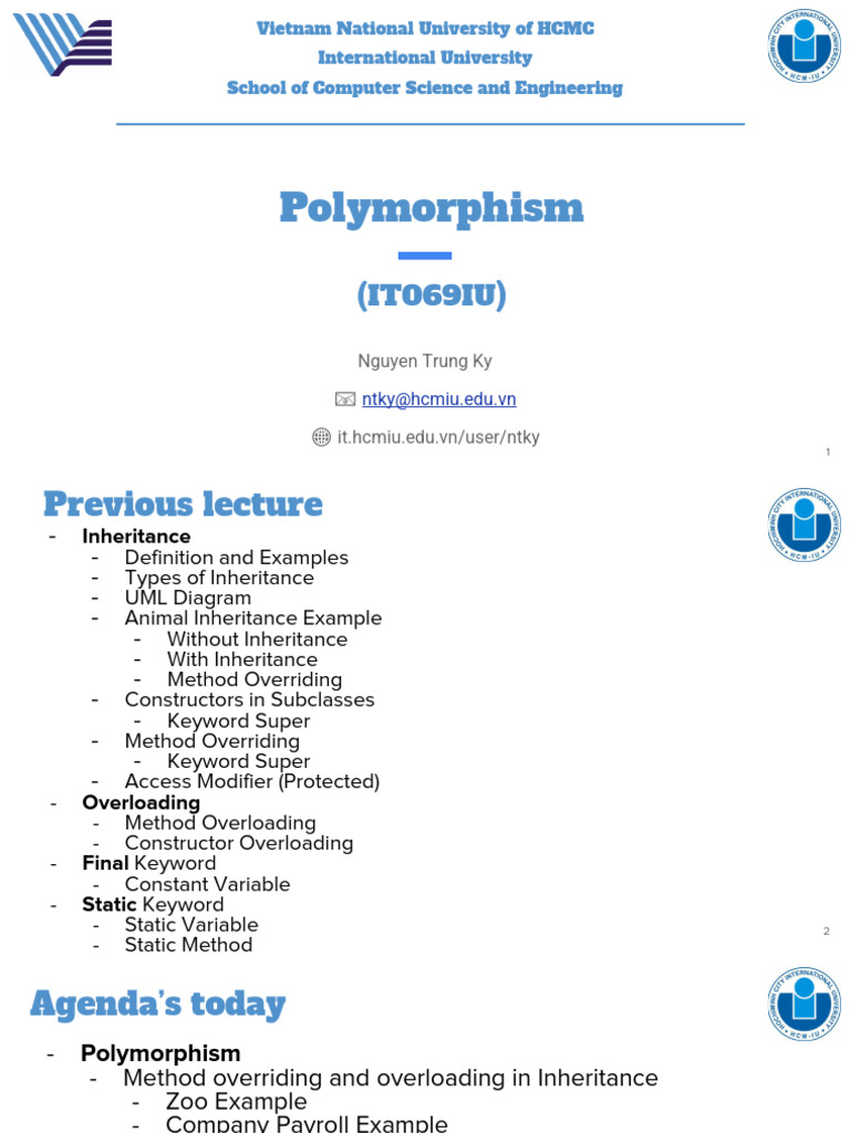 Lecture 6 - Polymorphism - 2 | PDF | Inheritance (Object Oriented Programming) | Method ...