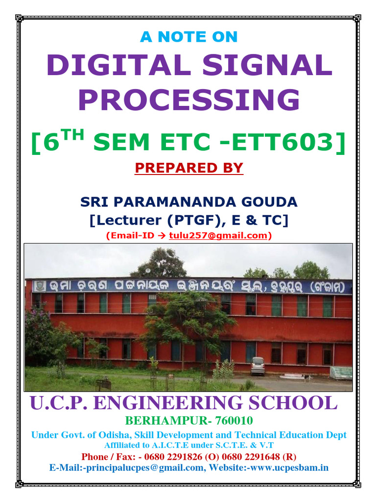 DSP Lect Note - 6th Sem Etc - PNG | PDF | Analog To Digital Converter | Discrete Time And ...