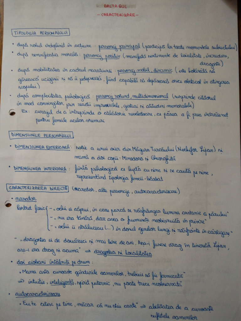 Baltagul (Caracterizare) | PDF