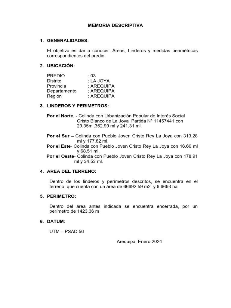 Linderos y área del predio en La Joya | PDF | Viajes y turismo