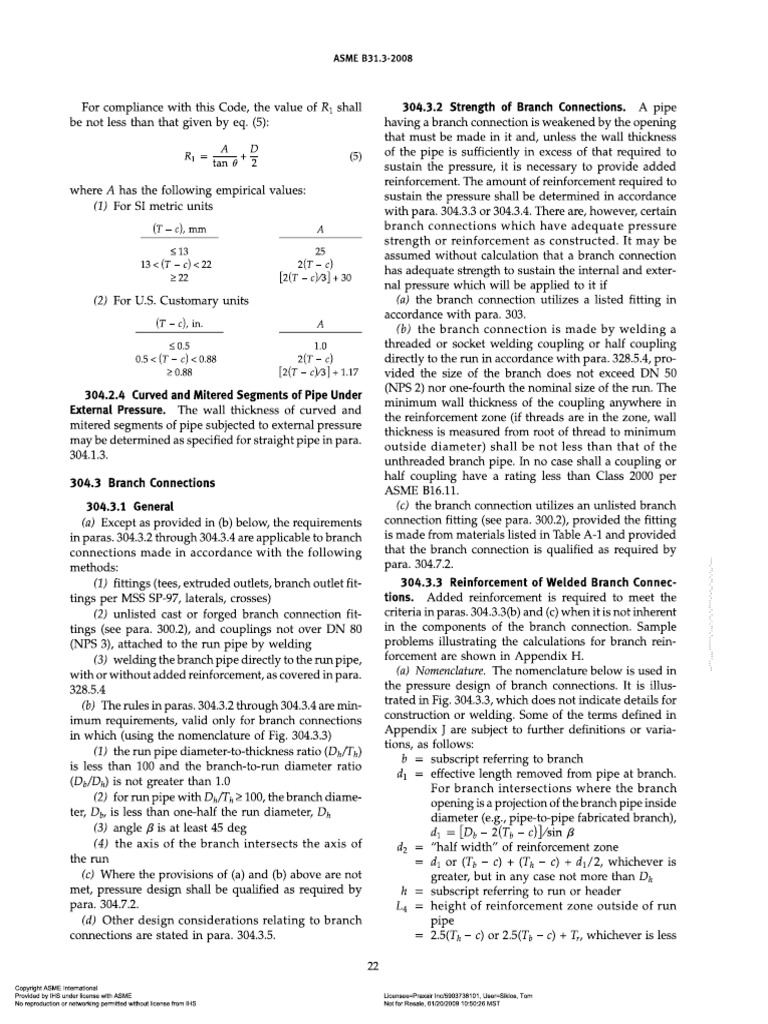 1 - B31.3 - Branch Connection Calculation | PDF
