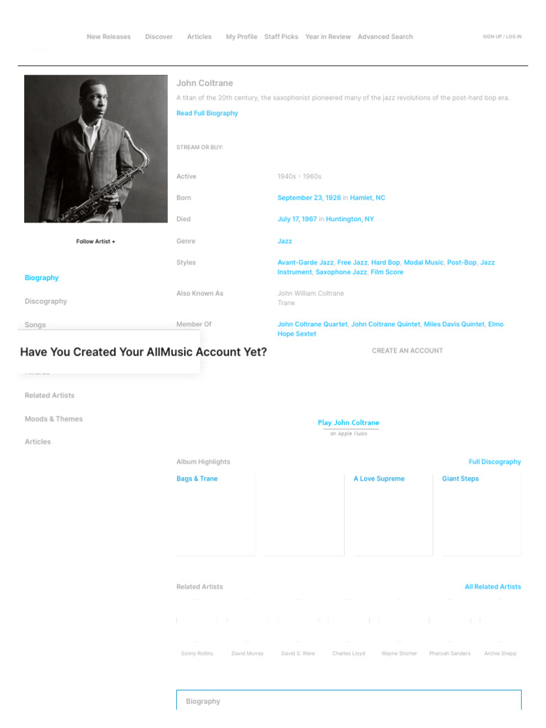 John Coltrane Songs, Albums, Reviews, Bio & More - AllMusic | PDF ...