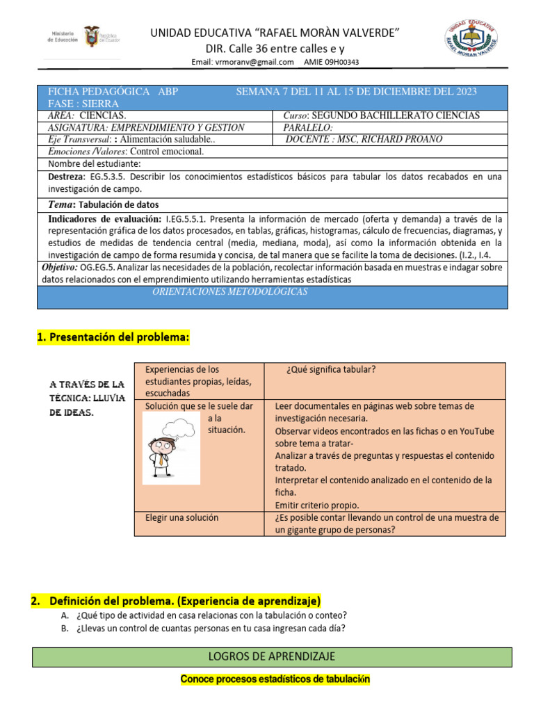 FICHA SEMANA 7-EMPRE-2DO-BGU | PDF | Iniciativa empresarial | Estadísticas