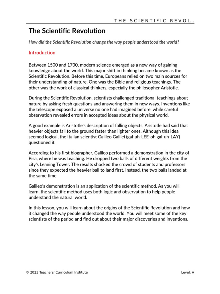 The Scientific Revolution | PDF | Heliocentrism | Galileo Galilei