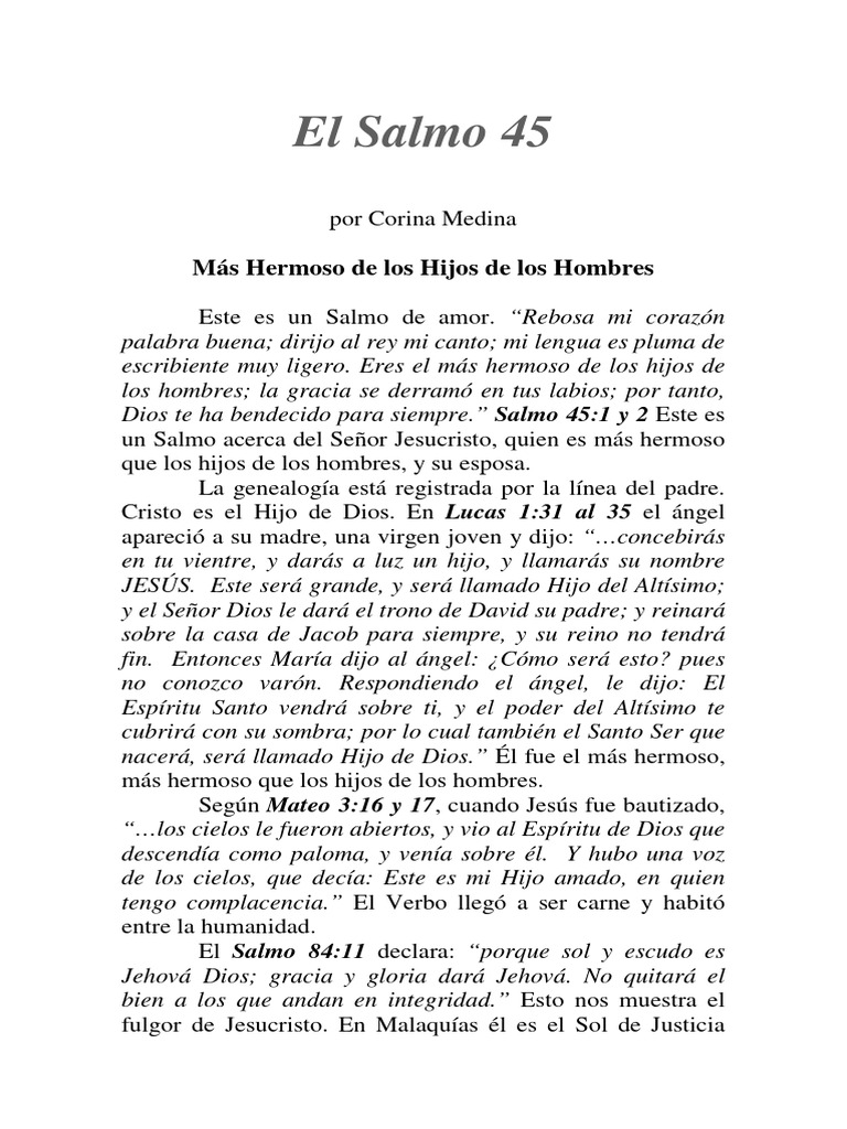 El Salmo 45 - Corina Medina | Descargar gratis PDF | Cristo (título) | Jesús