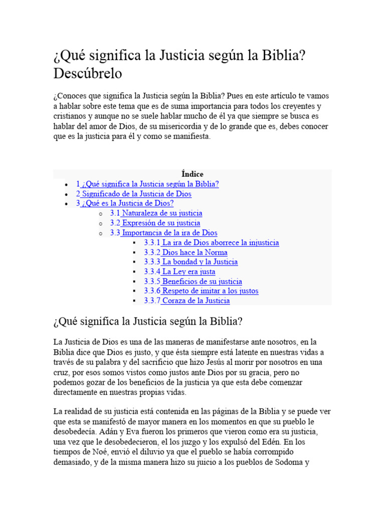 Qué Significa La Justicia Según La Biblia | PDF | Justicia | Crimen y ...