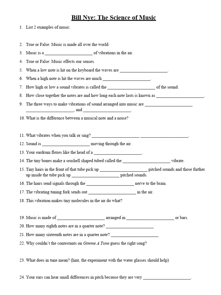 Bill Nye The Science of Music Viewing Guide | PDF