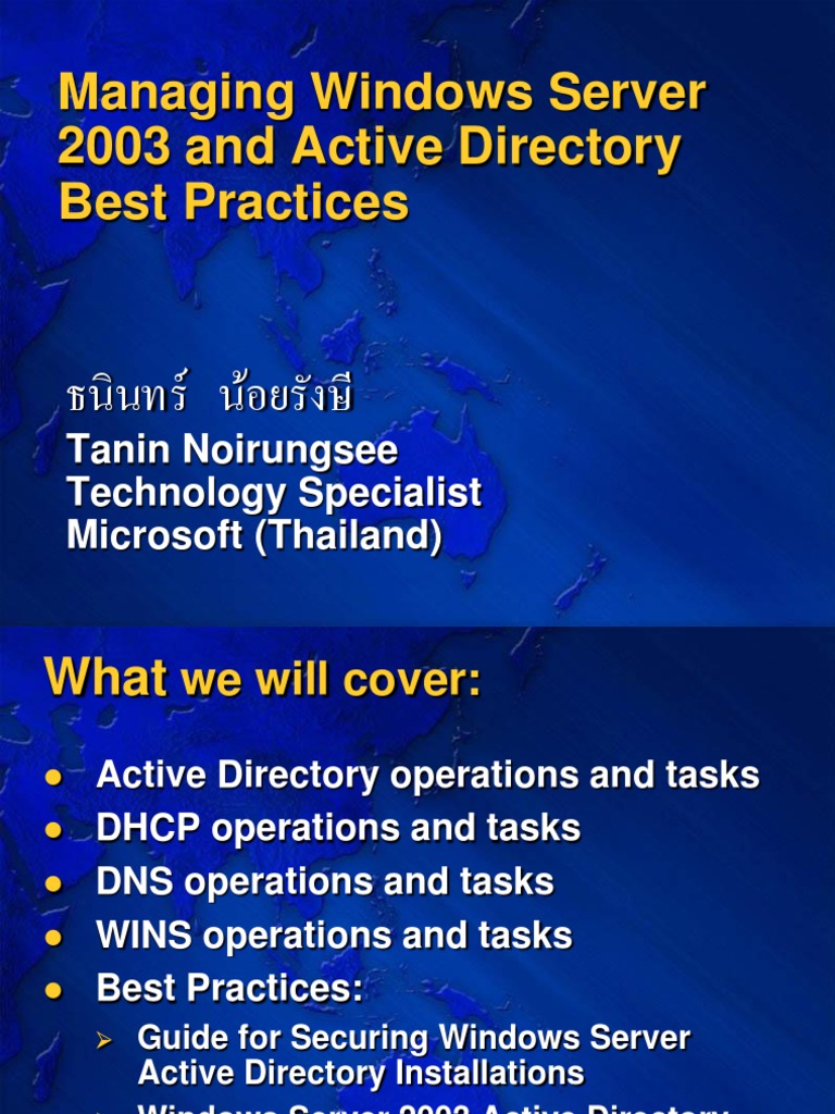 Managing Windows Server 2003 and Active Directory Best Practices | PDF ...