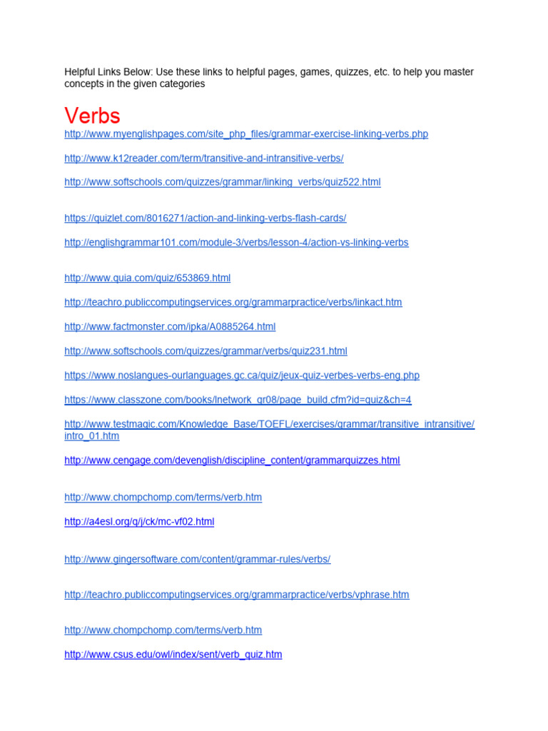 Grammar Review Packet 1 Helpful Links (2) | PDF | Language Families ...