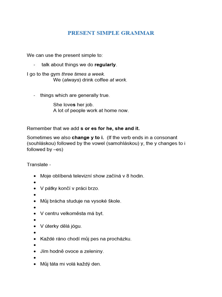 Present Simple Tenses | PDF
