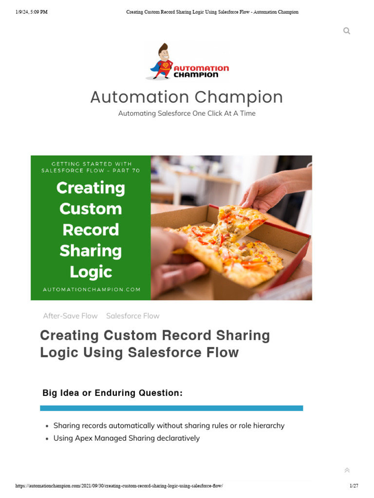 Creating Custom Record Sharing Logic Using Salesforce Flow Automation Champion Pdf Audit