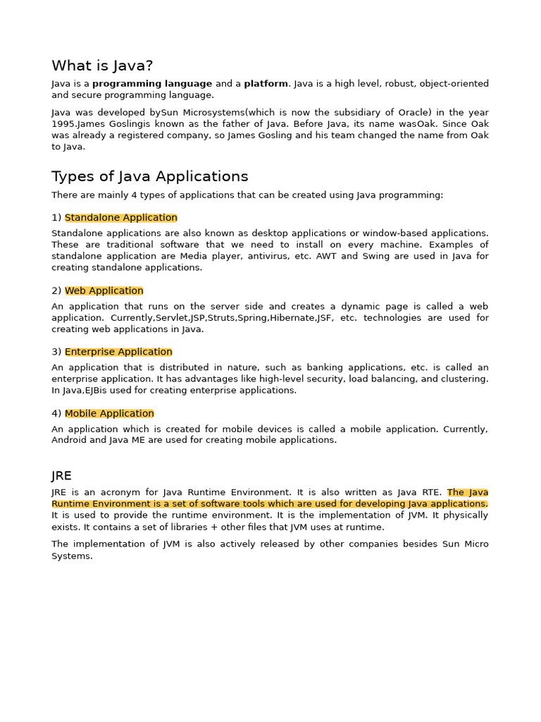 JAVA Unit 1 | PDF | Java Virtual Machine | Java (Software Platform)