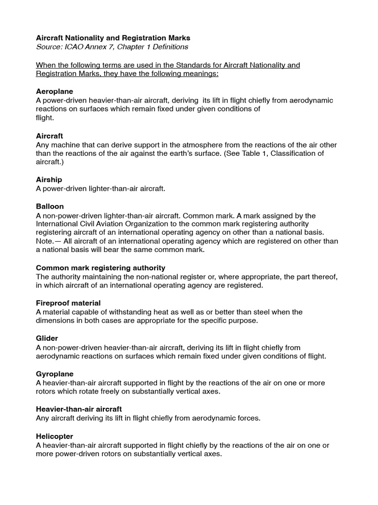 Air Law - AC Nationality and Registration Marks - Zusammenfassung | PDF ...