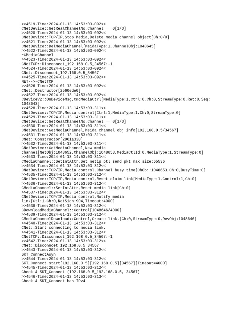 Media Control Log and TCP Connections | PDF