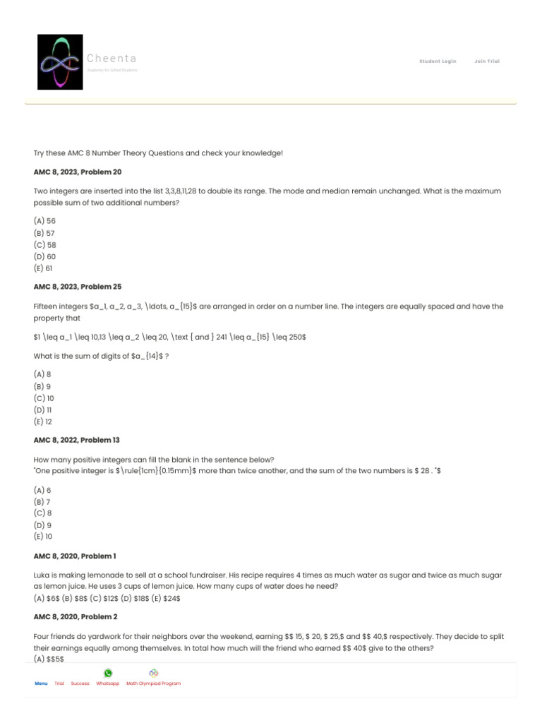 AMC 8 Number Theory Problems | PDF | Mathematics