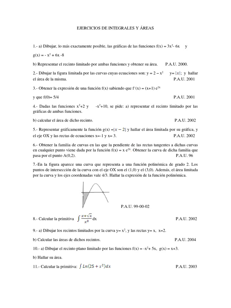 Ejercicios Resueltos de Integrales | PDF | Integral | Curva