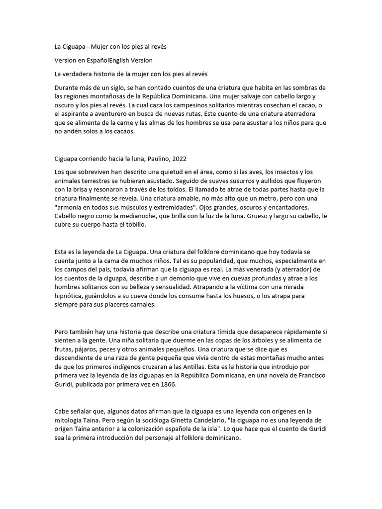 La Ciguapa | PDF | Lilith | Criaturas legendarias
