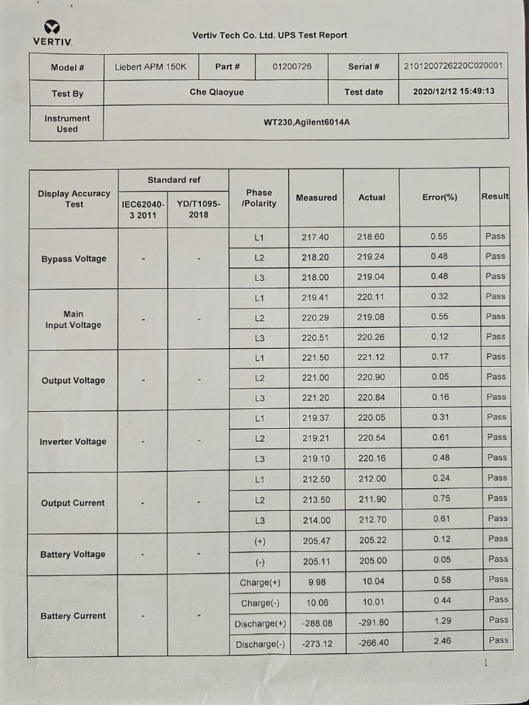 Test Report UPS Ejemplo | PDF