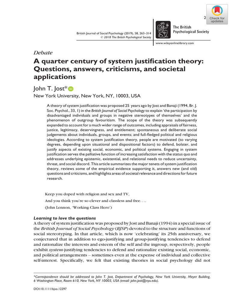 System Justification Theory Overview | PDF | Philosophical Theories ...