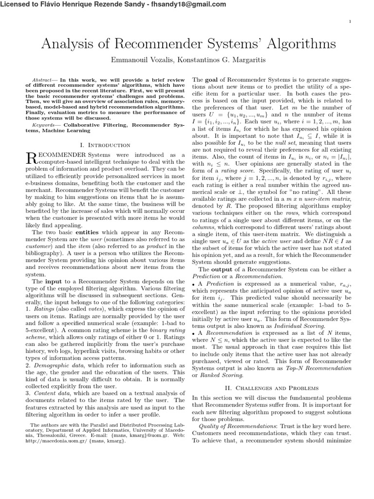 Analysis+of+Recommender+Systems’+Algorithms | PDF | Mathematical Objects | Information Science