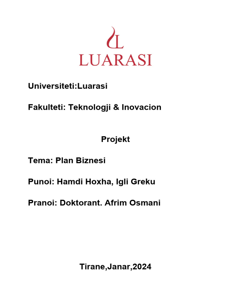 PROJEKT Plan Biznesi | PDF