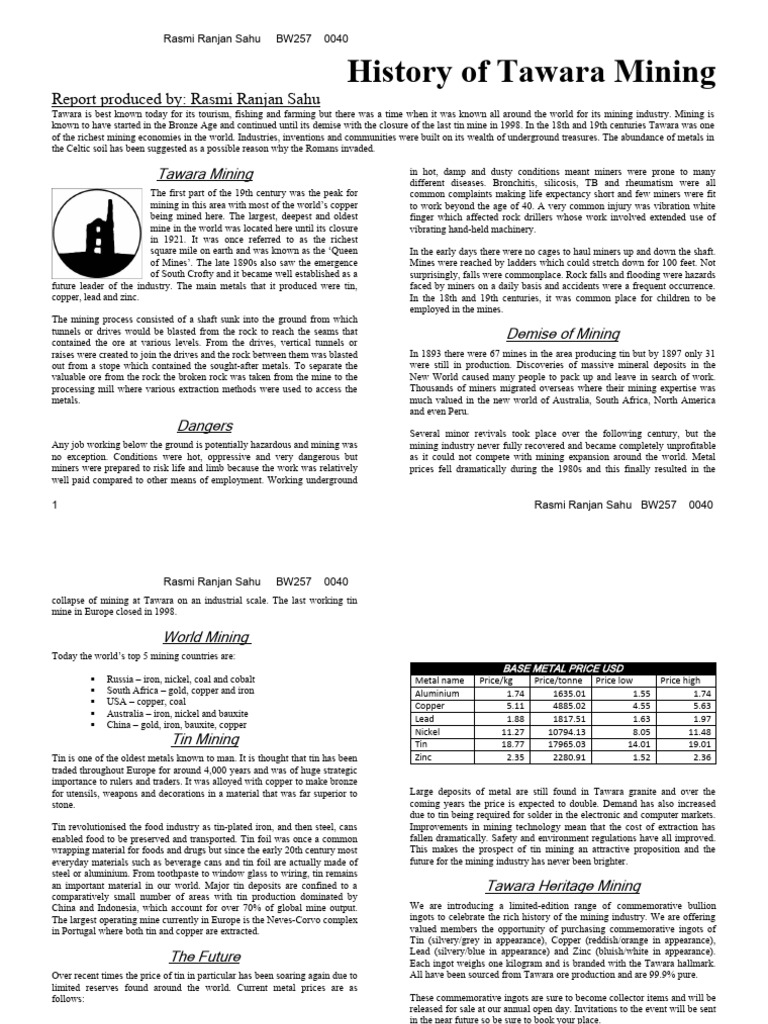 MINING | PDF | Mining | Tin