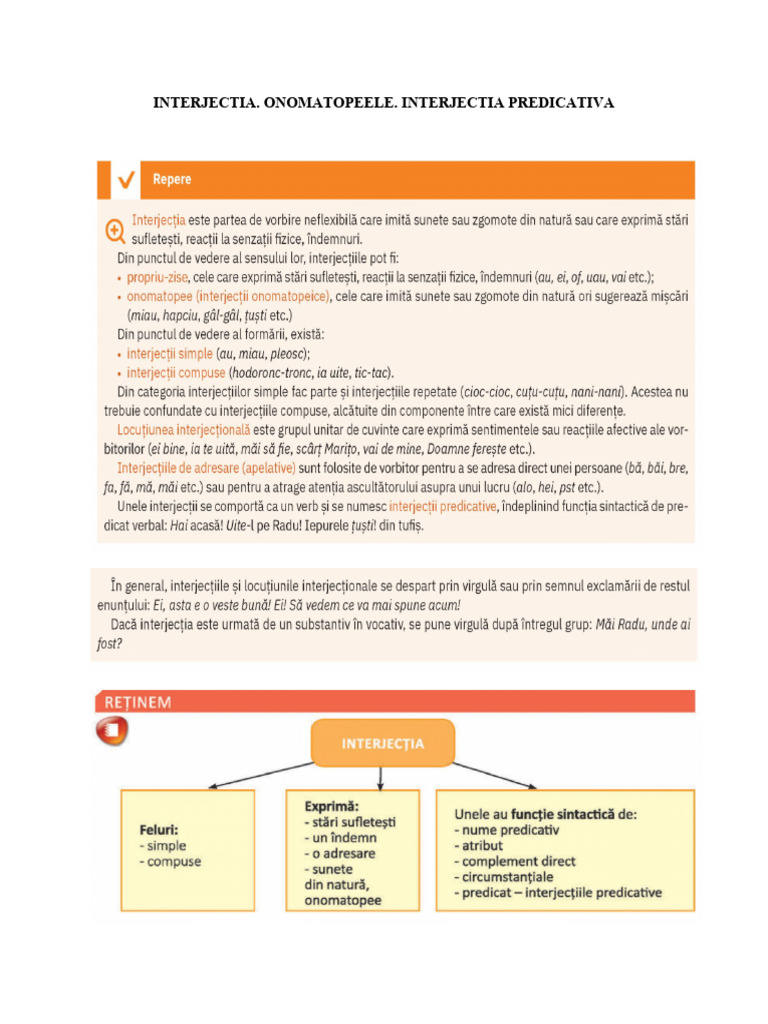 Interjectia. Onomatopeele. Interjectia Predicativa | PDF