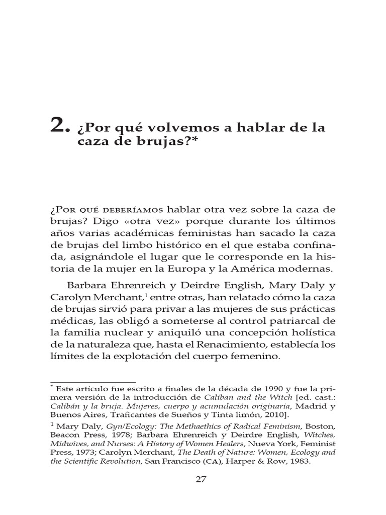 Esp.1 - Federicci CAP 2 - TDS - Brujas, Caza de Brujas y Mujeres | PDF | Brujería | Cacería de ...