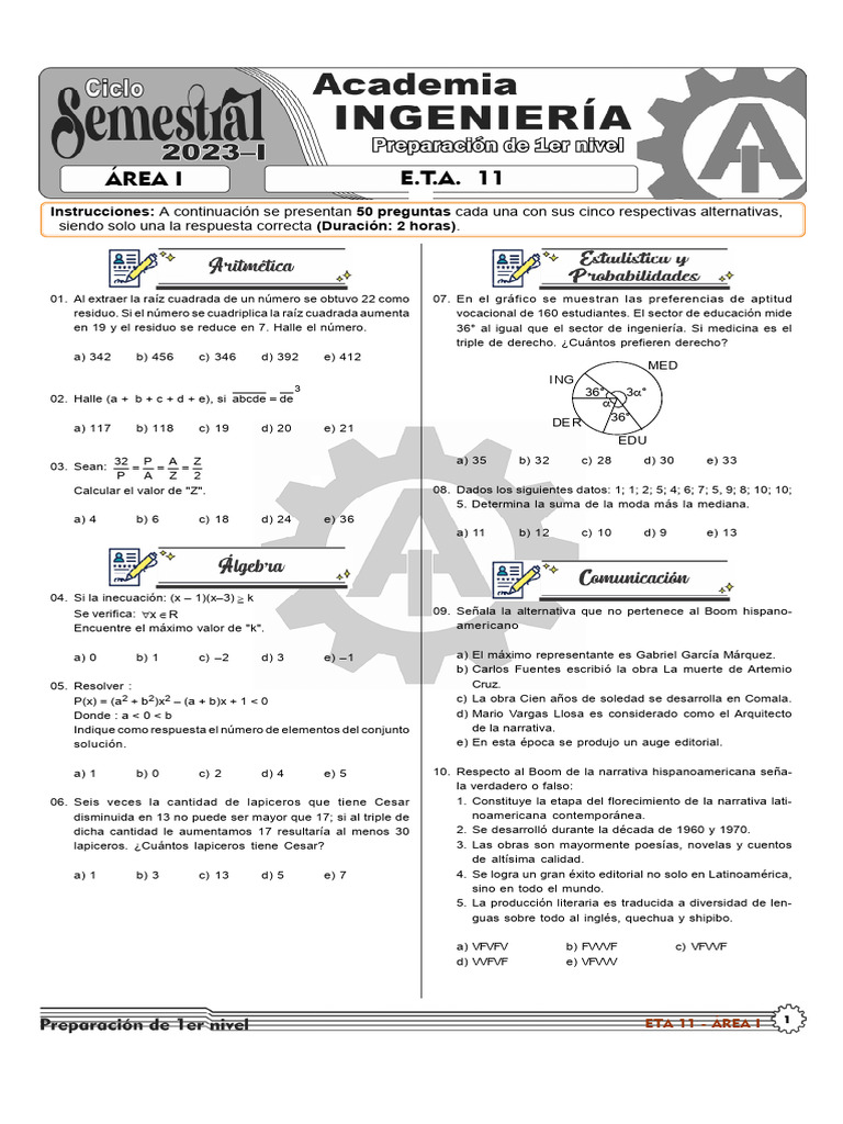 Eta 11 - Semestral - 1 | PDF