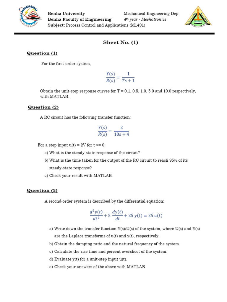 Sheet 1 Process Control | PDF