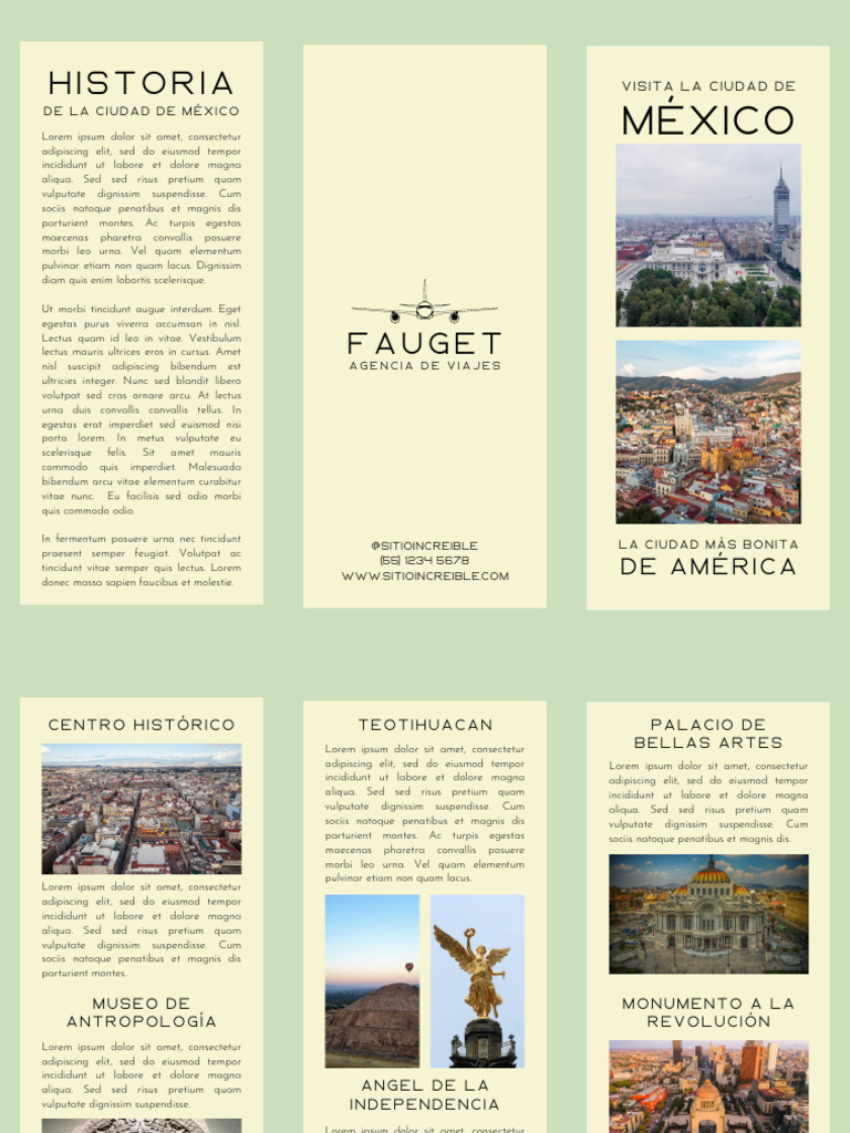 Folleto Tríptico Turismo en La Ciudad de México Simple Verde | PDF