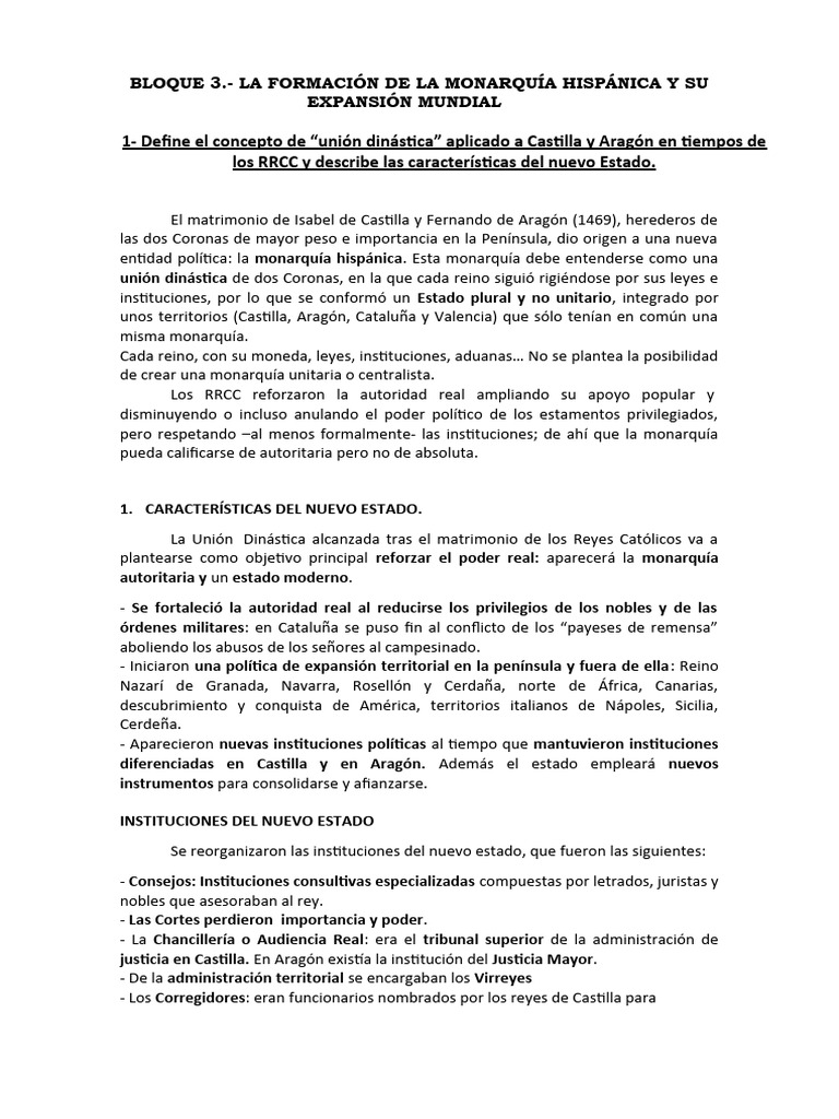 Unión Dinástica y Expansión de los RRCC | PDF | Imperio español | Cristobal colon