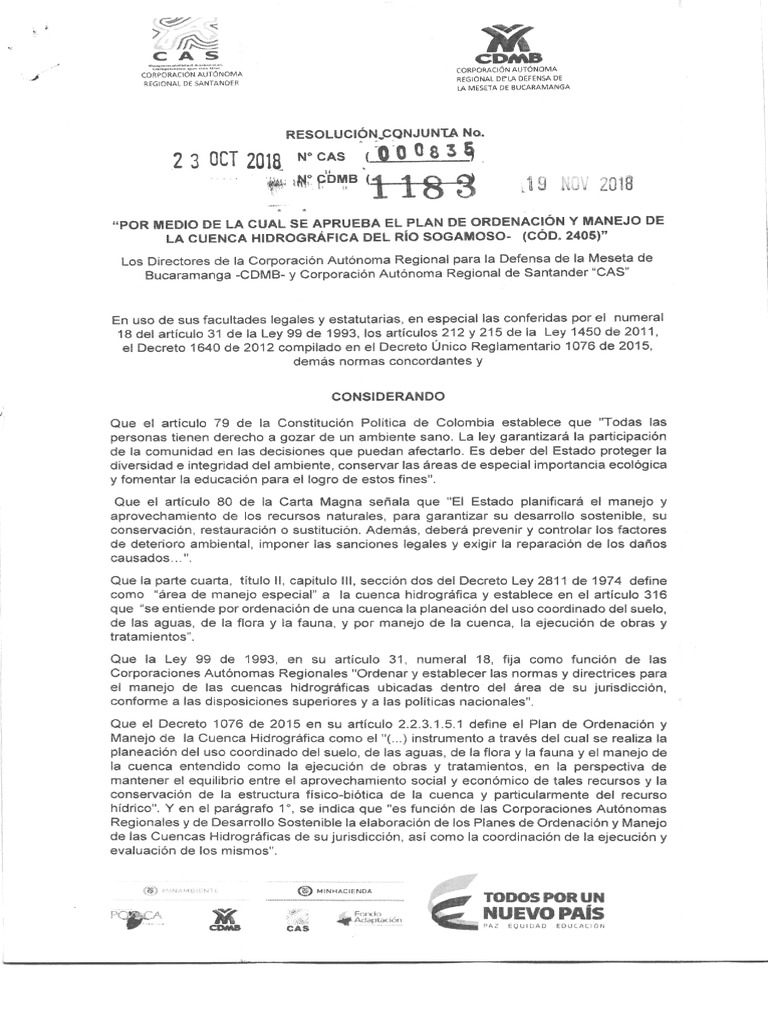 Resolucion Pomca Rio Sogamoso | PDF