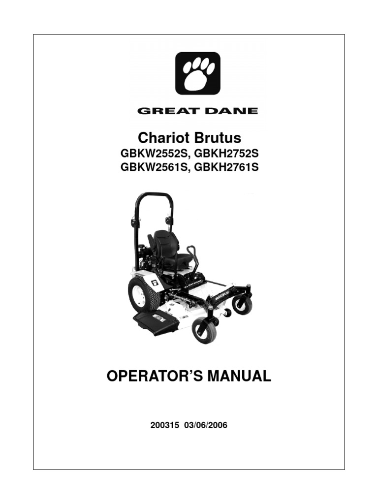 Chariot Brutus Operator Manual - gbkw2552s gbkh2752s gbkw2561s ...