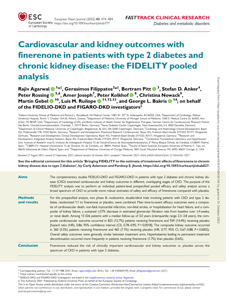 Fidelity Trial | PDF | Chronic Kidney Disease | Medical Specialties