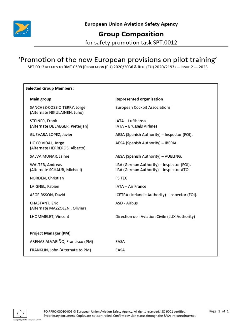 SPT Group Composition - SPT.0012 V1 Issue 2 2023 | PDF | Aviation ...