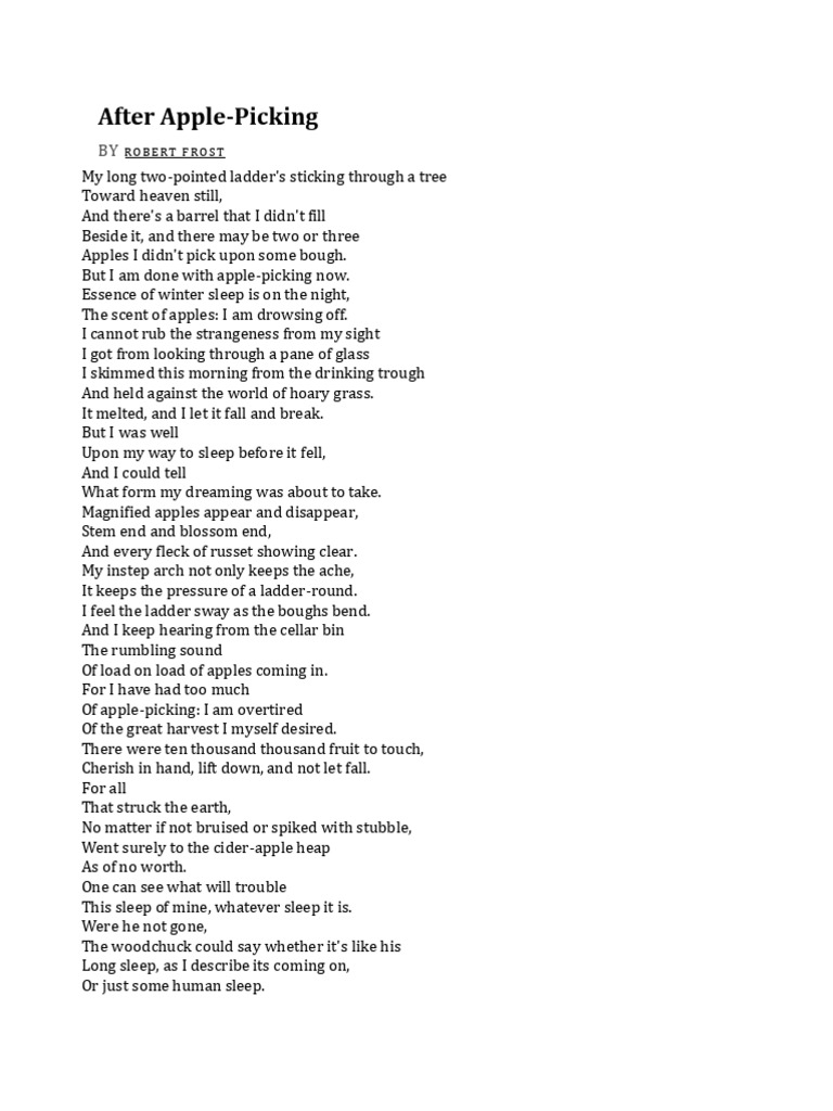 After Apple Picking by Robert Frost | PDF | Cooking, Food & Wine | Art