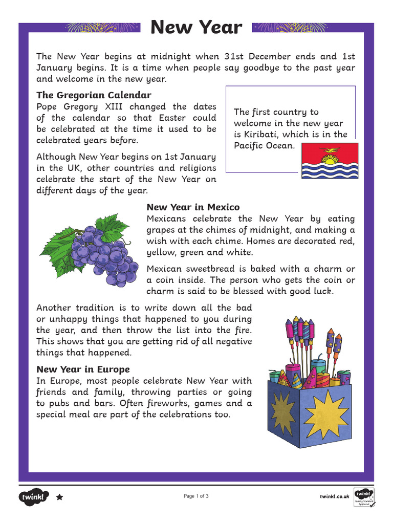 New Year Differentiated Reading Comprehension | PDF | Observances ...