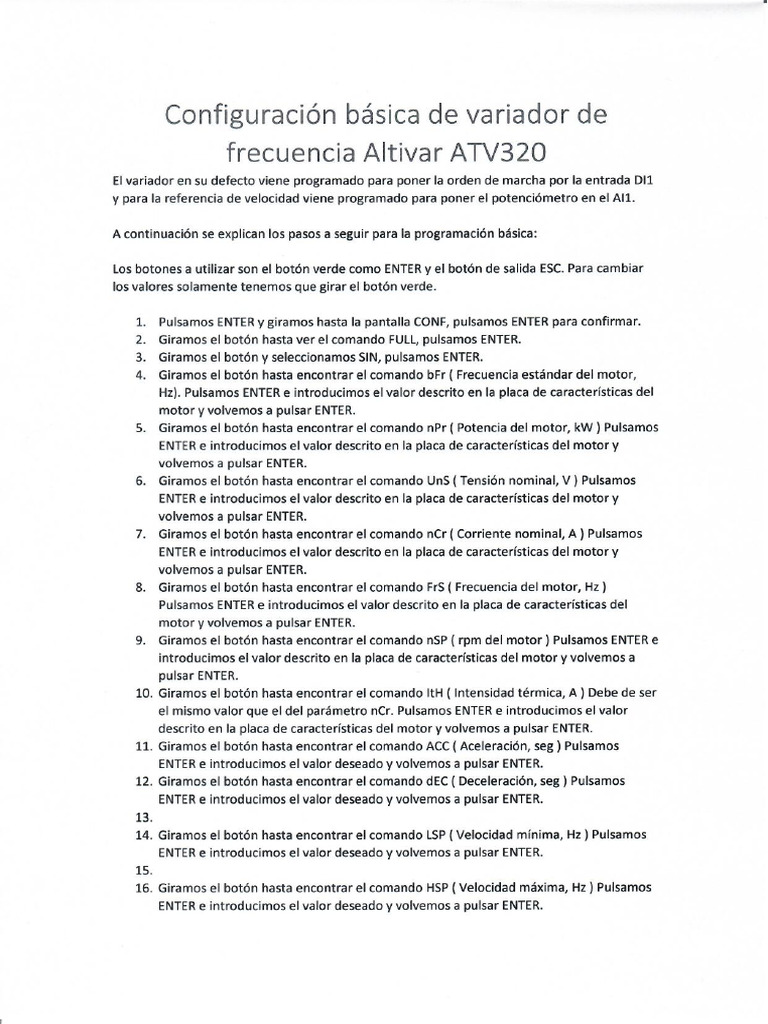 Configuración Básica ATV320 | PDF