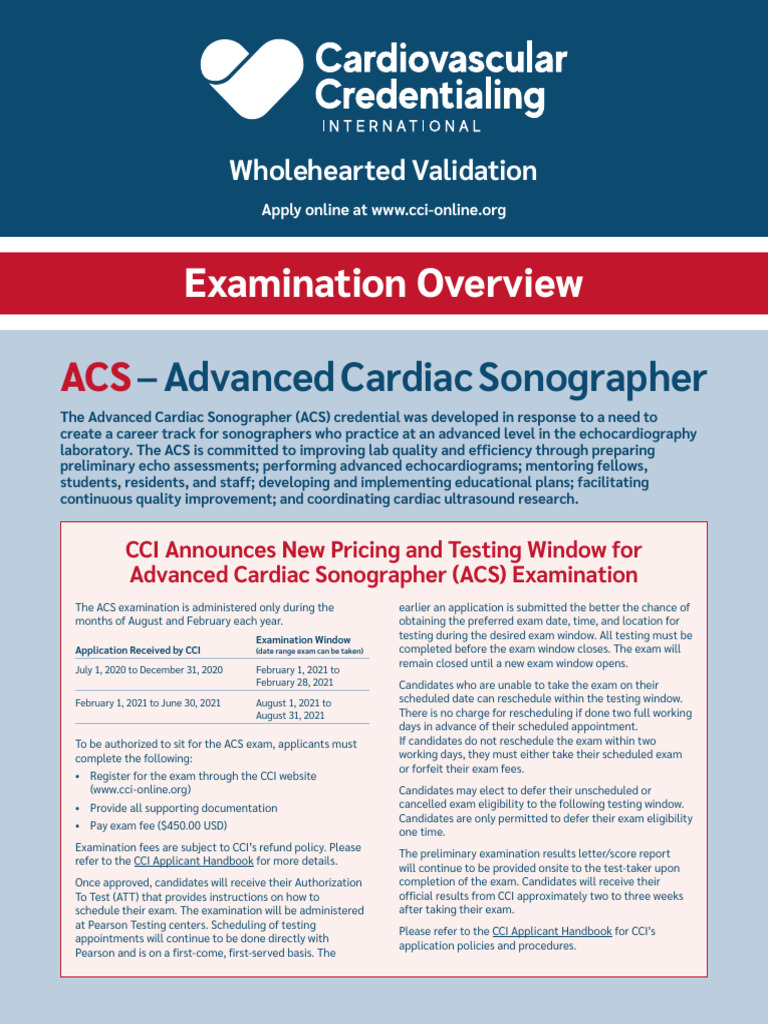 CCI ACS Exam Overview 092018 | PDF | Echocardiography | Heart