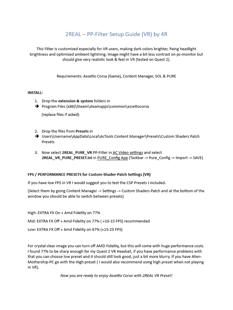 2REAL PP-Filter GUIDE | PDF
