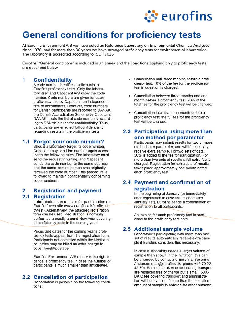 Eurofins Proficiency Test | PDF | Legal Liability | Damages