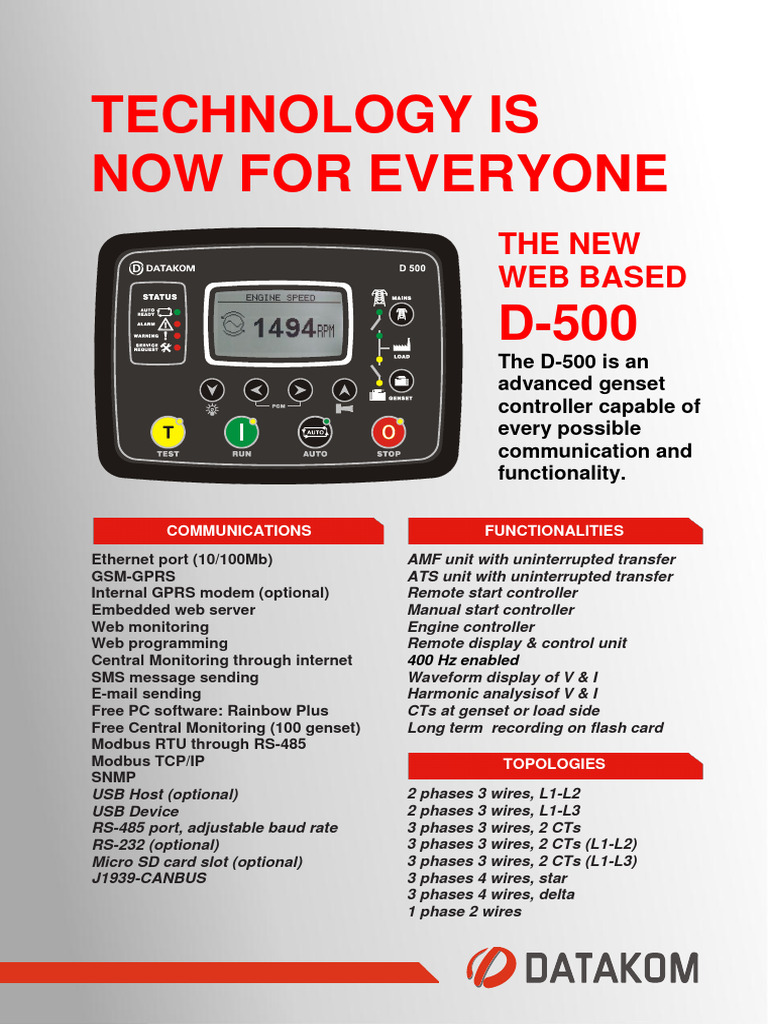DATAKOM D500 Datasheet | PDF | Usb | Mains Electricity