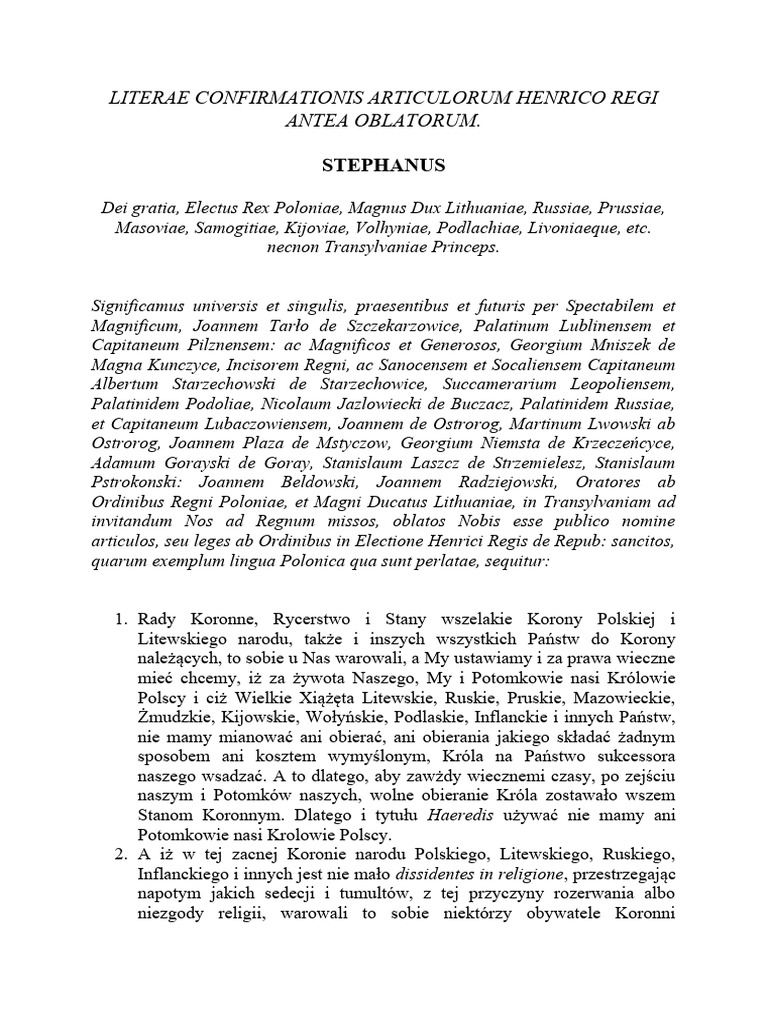 Artykuly Henrykowskie | PDF