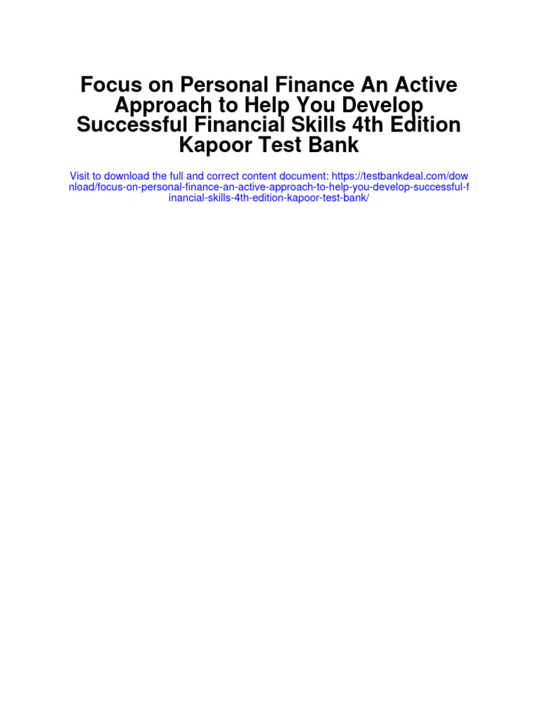 Focus On Personal Finance An Active Approach To Help You Develop ...