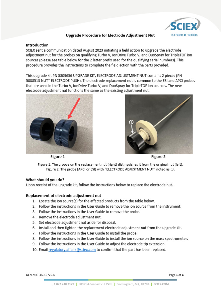 Electrode Adjustment Nut Upgrade Guide | PDF | Mass Spectrometry ...